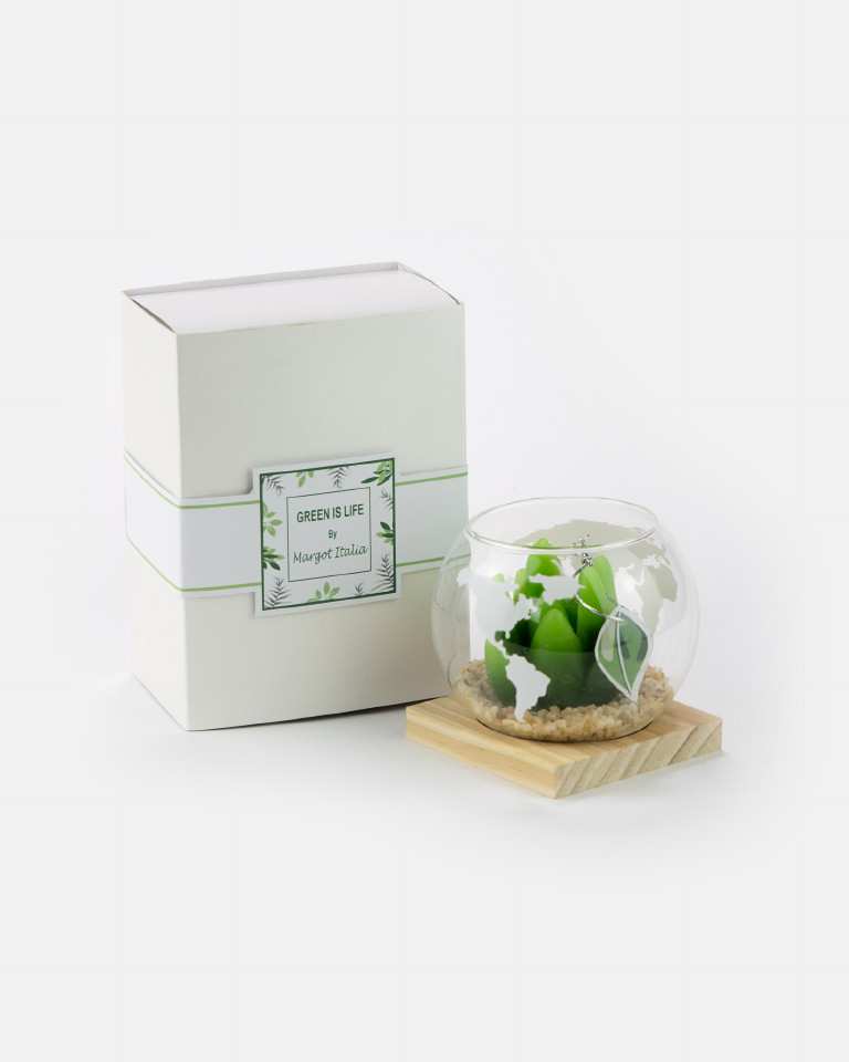 Green - sfera media con candela - Idea Casa