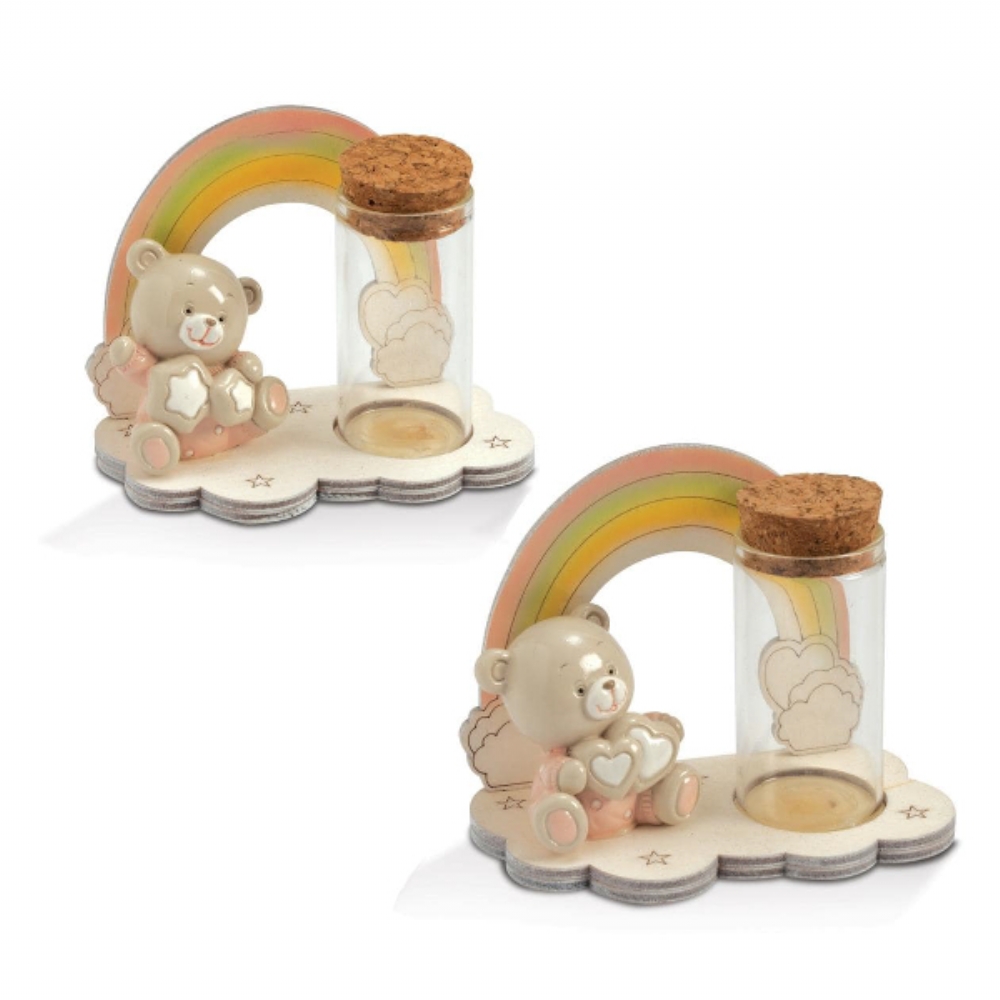 Felice portaconfetti con orsetto rosa - Idea Casa